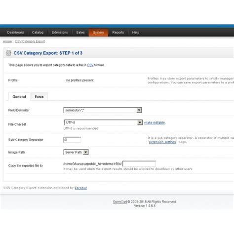 OpenCart CSV Category Export OpenCart CSV Category Export