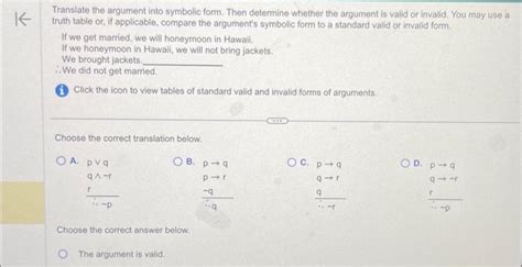 Solved Translate The Argument Into Symbolic Form Then