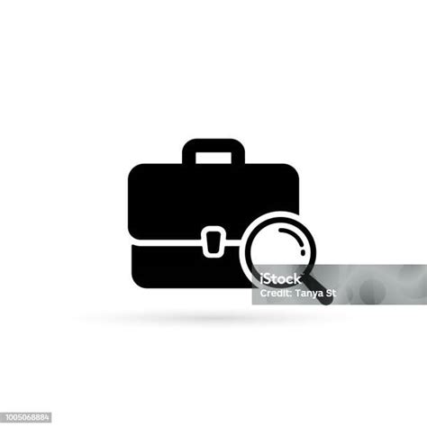 돋보기로 플랫 포트폴리오 서류 가방 아이콘 검색 작업 벡터 개념 가방에 대한 스톡 벡터 아트 및 기타 이미지 가방 개인 장식품 검사 보기 Istock
