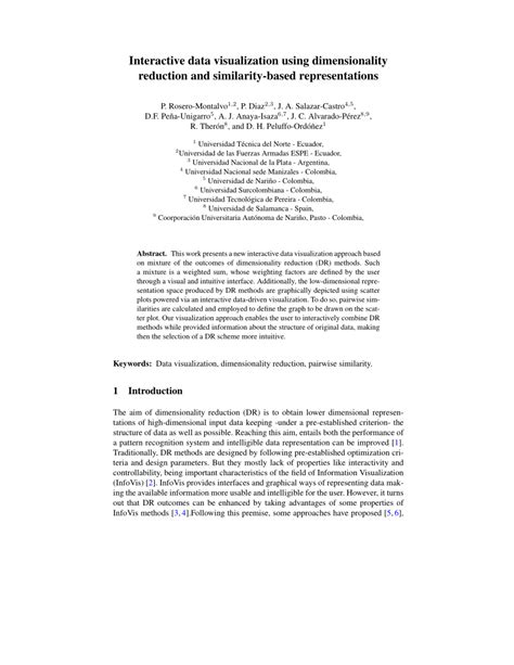 Pdf Interactive Data Visualization Using Dimensionality Reduction And