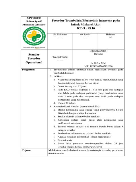 Sop Fibrinolitik Iv Stemi Format Rs Kota Pdf