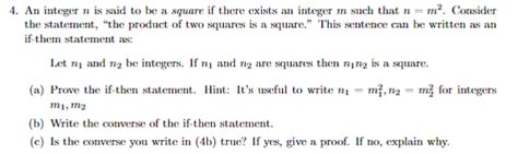 Solved 4 An Integer N Is Said To Be A Square If There Chegg Com