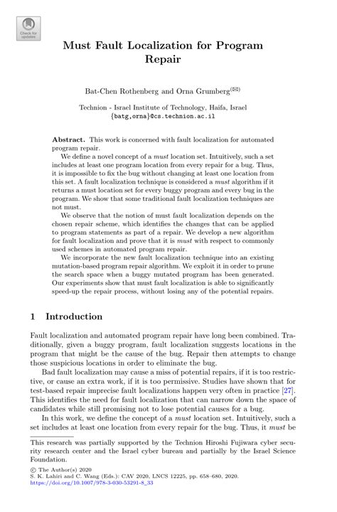 Pdf Must Fault Localization For Program Repair