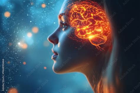 Neural Computation Synaptic Plasticity And Brain Plasticity Dynamic Female Profile With Glowing