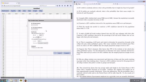 Confidence Interval For A Percentage Using Statcrunch Youtube