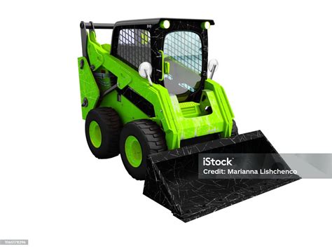 돌 로드 후 현대 녹색 미니 로더 화이트에서 3d 렌더링 배경 그림자 금속에 대한 스톡 사진 및 기타 이미지 금속 농업 기계 무거운 Istock