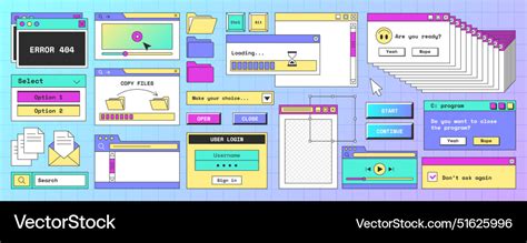Retro Computer Screen Interface With Windows Vector Image