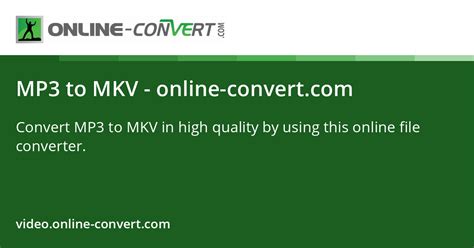 MP To MKV Online Convert Com