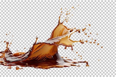 투명한 배경에 대한 고립된 커피 액체 파동 스플래시 프리미엄 Ai 생성 Psd