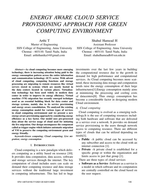 Pdf Energy Aware Cloud Service Provisioning Approach For Green Computing Environment
