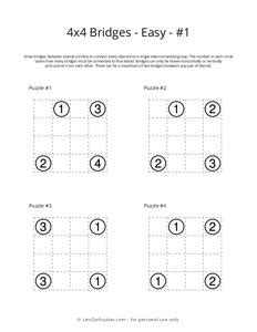 Printable Bridges Puzzles