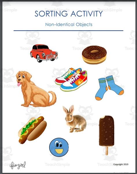 Sorting Non Identical Objects Large Pictures By Teach Simple
