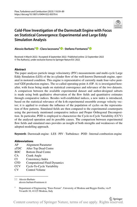 Cold Flow Investigation Of The Darmstadt Engine With Focus On Statistical Convergence