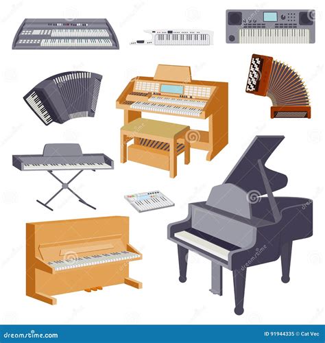 Keyboard Musical Instruments Isolated On White Classical Musician