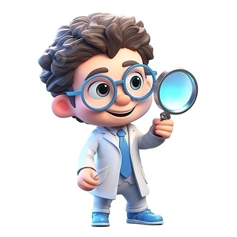 돋보기 연구를 통해 무언가를 찾고 있는 귀여운 과학자 캐릭터 그림의 3d 렌더링 3d 3d 렌더링 3차원 캐릭터 Png 일러스트 및 이미지 에 대한 무료 다운로드