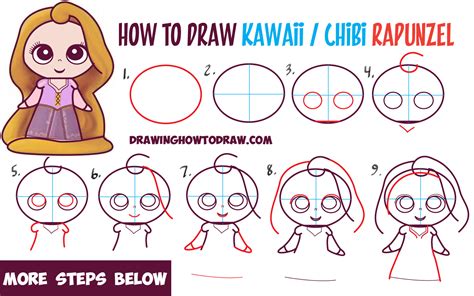 How To Draw Rapunzel Chibi In Rapunzel Drawing