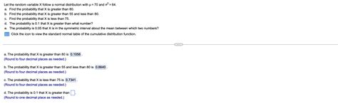 Solved Let The Random Variable X Follow A Normal