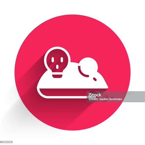 긴 그림자 배경으로 격리 된 흰색 실험 마우스 아이콘 빨간색 원 버튼입니다 벡터 건강 검진에 대한 스톡 벡터 아트 및 기타 이미지 건강 검진 건강 진단 건강관리와