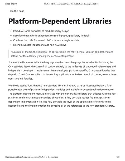 Platform I O Dependencies Object Oriented Software Development C