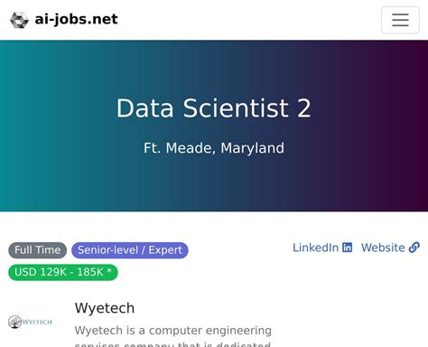 Hiring Data Scientist 2 In Ft Meade Maryland Raimljobs