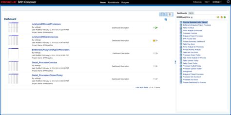 Navigating Oracle Bam 12c Composers New Home Page