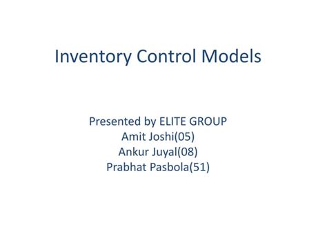 Inventory Control Modelspptx