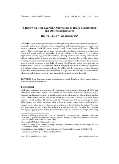 A Review On Deep Learning Approaches To Image Classification And Object Segmentation