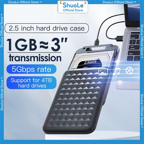 Shuole Hdd Case Sata To Usb Type C Inch Hard Drive Disk Sata External Enclosure Hd Drive