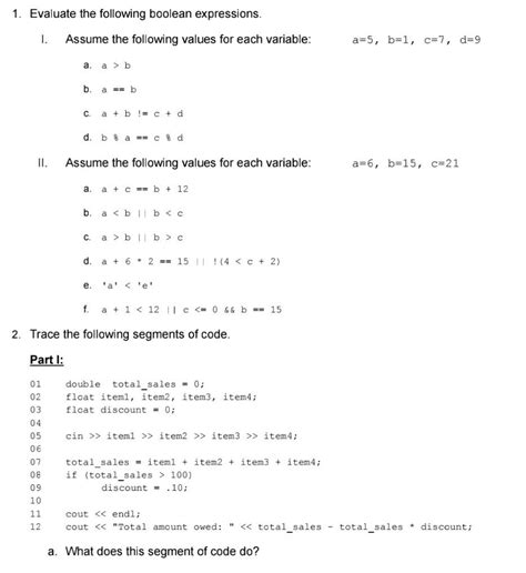 Solved 1 Evaluate The Following Boolean Expressions I