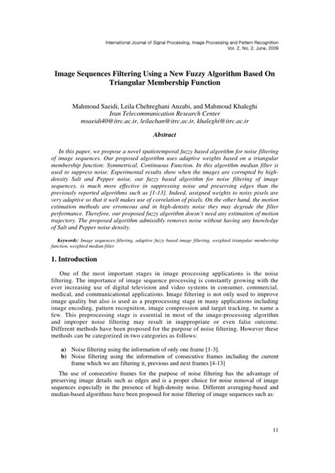pdf image sequences filtering using a new fuzzy algorithm based on