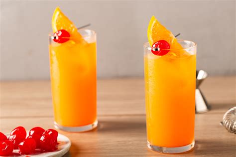 홈메이드 데킬라 선라이즈 칵테일 다과 데킬라 신선한 오렌지 주스 신선한 라임 주스와 석류석 오렌지 슬라이스와 상쾌한 장식으로 장식 얼음에 대한 스톡 사진 및 기타 이미지