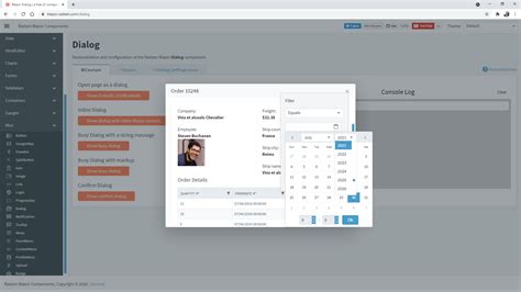 Datepicker In Modal Popup Blazor Server Radzen