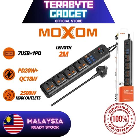 Moxom Mx St14 2500w Power Socket 7usb 1pd Port Pd20w Qc18w Fast Charge 2 Meter Extension