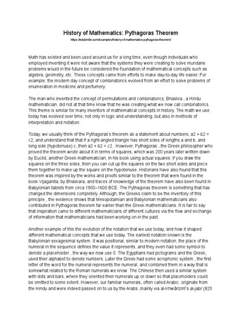 History Of Mathematics Pythagoras Theorem Pdf Mathematics Theorem