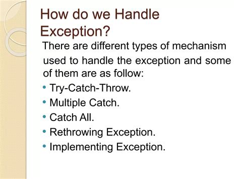 Exception Handling In Object Oriented Programming Using C Pptx