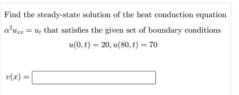 Solved Find The Steady State Solution Of The Heat Conduction Chegg Com