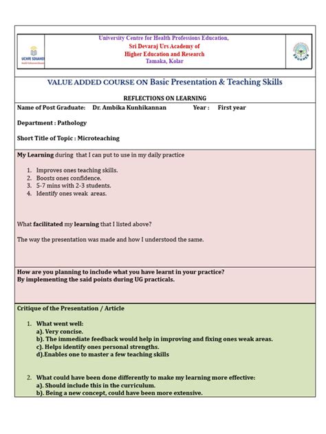 Reflection Assignment Pdf