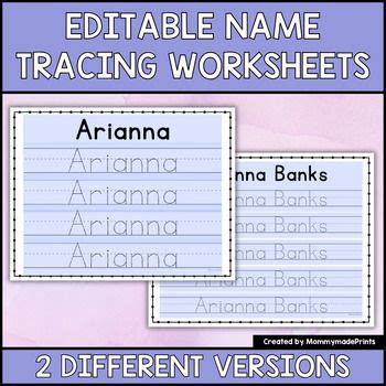 Editable Name Tracing And Writing Practice Worksheets Name Recognition In Writing