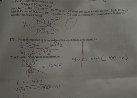 Solved 3 The Pcls Decomposition Reaction Pcl5 G Pcl3