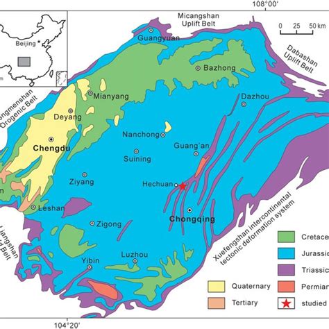 Simplified Geological Map Of The Sichuan Basin Showing The Geological Download Scientific