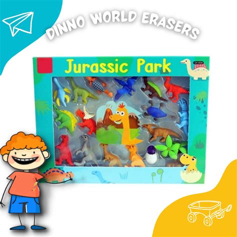Dino World Erasers Premium Quality Eraser Set Bingo Toys
