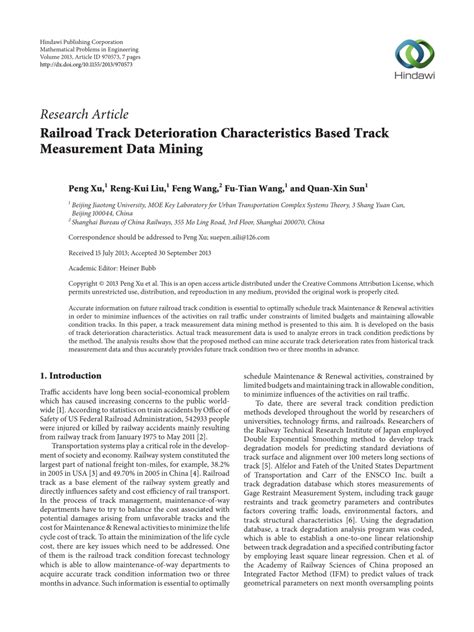 Pdf Railroad Track Deterioration Characteristics Based Track Measurement Data Mining