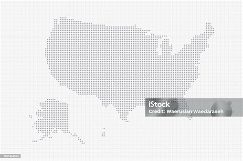 회색으로 표시된 미국의 픽셀 점선 지도입니다 하프톤 도트 컨셉 벡터 일러스트 레이 션 Eps10 미국에 대한 스톡 벡터 아트 및 기타 이미지 Istock