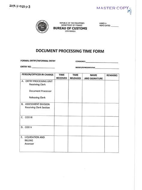 Processing Time Form Pdf