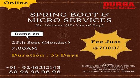 spring boot and micro services online training durgasoft youtube