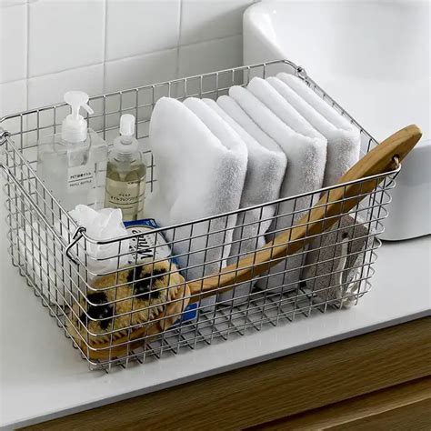 Shimoyama 쌓을수 있는 부엌 스테인리스 철사 저장 바구니 목욕탕 부엌 및 사무실을 위한 여분 큰 금속 바구니