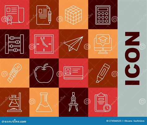 Set Line Exam Sheet With Clock Marker Pen Monitor Graduation Cap Rubik Cube Clock Abacus