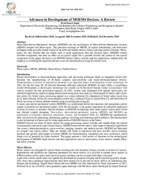 Pdf Advances In Development Of Moems Devices A Review