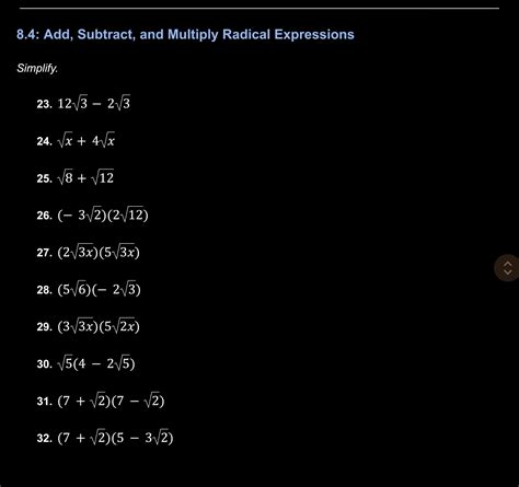 Solved 8 4 Add Subtract And Multiply Radical Expressions