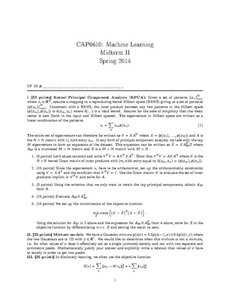 Cap6610sp14 Midterm 2 Assignments Cap6610 Machine Learning Midterm